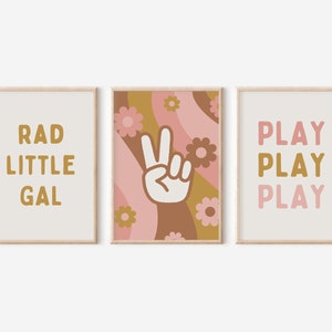Rad Little Gal Peace Sign Gallery Wall Set of 3 Downloadable Prints ...