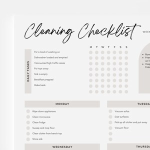 Editable Cleaning Checklist Template, Canva Template, Weekly Daily ...