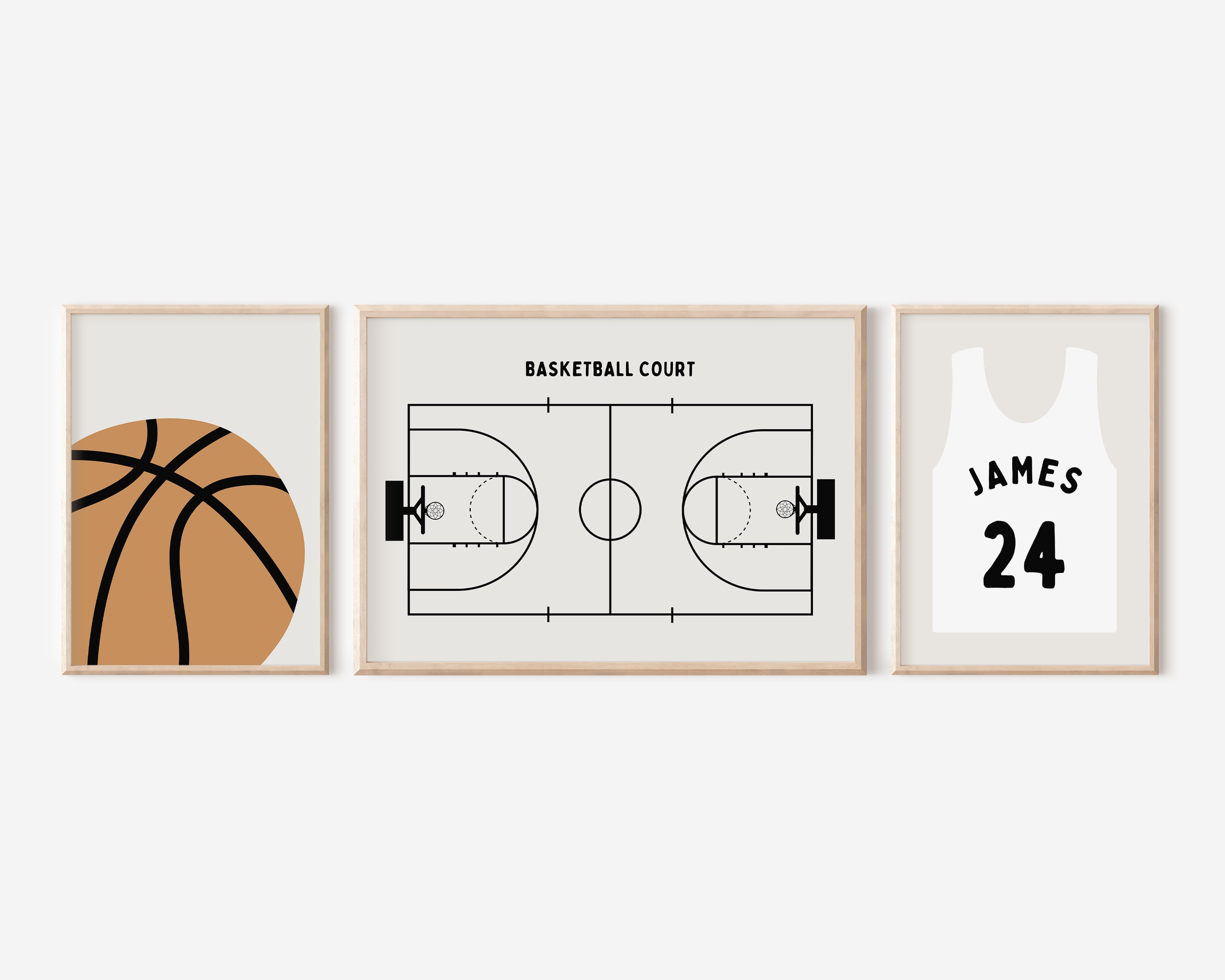 Personalized Modern Basketball Gallery Wall Set of 3 Downloadable ...