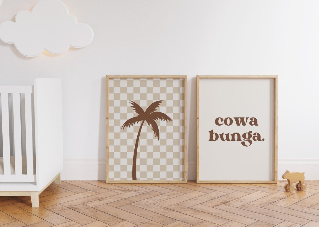 Cowa Bunga Palm Tree Downloadable Print Set of 2, Surf Nursery Decor ...
