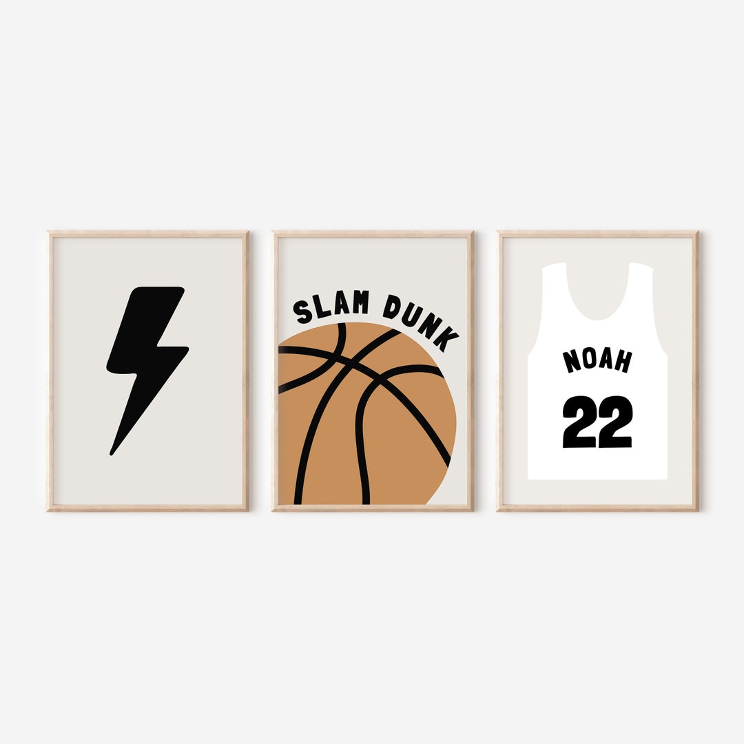 Slam Dunk Personalized Basketball Gallery Wall Set of 3 Downloadable ...