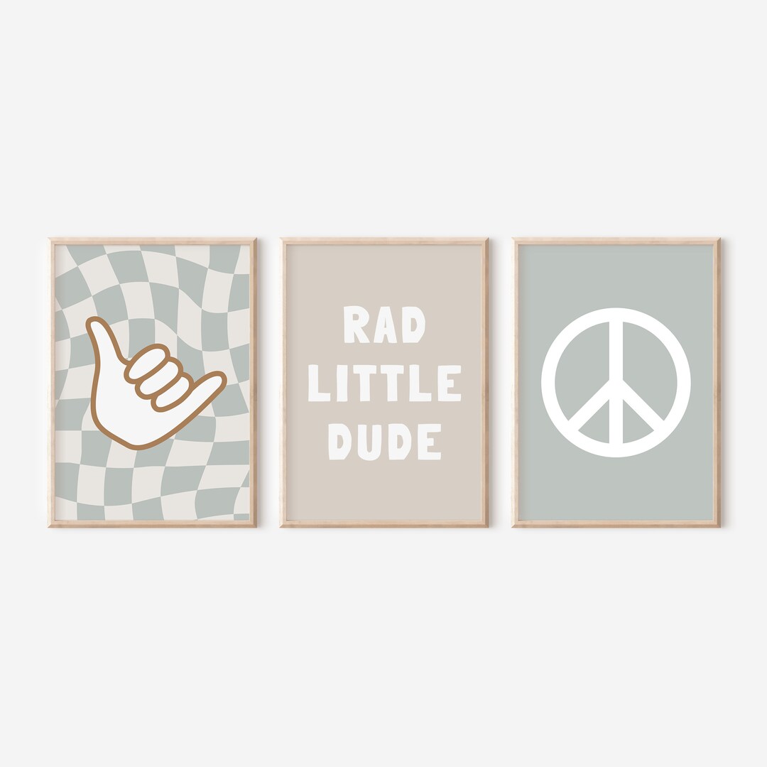 Rad Little Dude Shaka Hand Peace Sign Gallery Wall Set of 3 ...