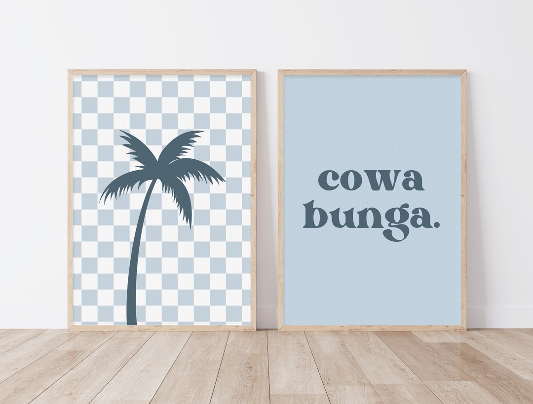 Cowa Bunga Palm Tree Downloadable Print Set of 2 Surf Nursery - Etsy