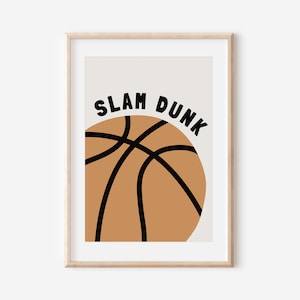 Modern Slam Dunk Basketball Downloadable Print, Minimalist Sports Boy ...