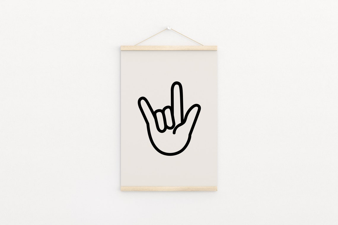 I Love You ASL Sign Digital Print, Neutral Wall Art, Neutral Nursery ...