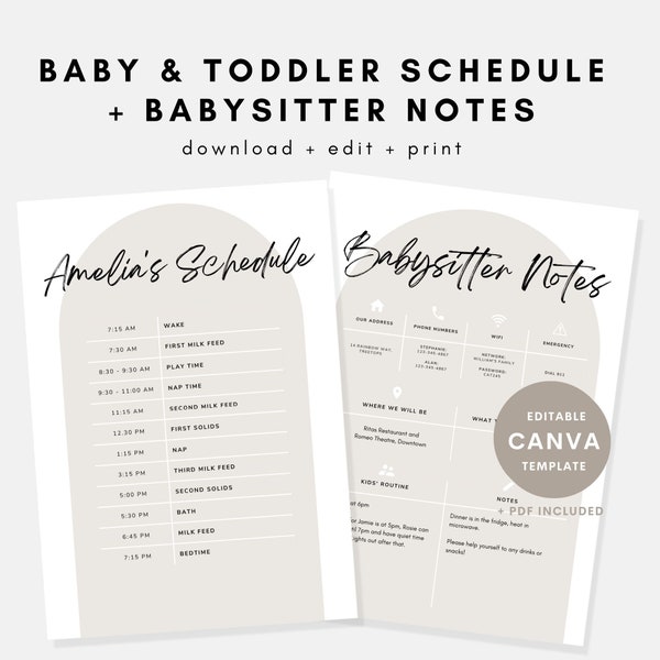 Baby Schedule Etsy