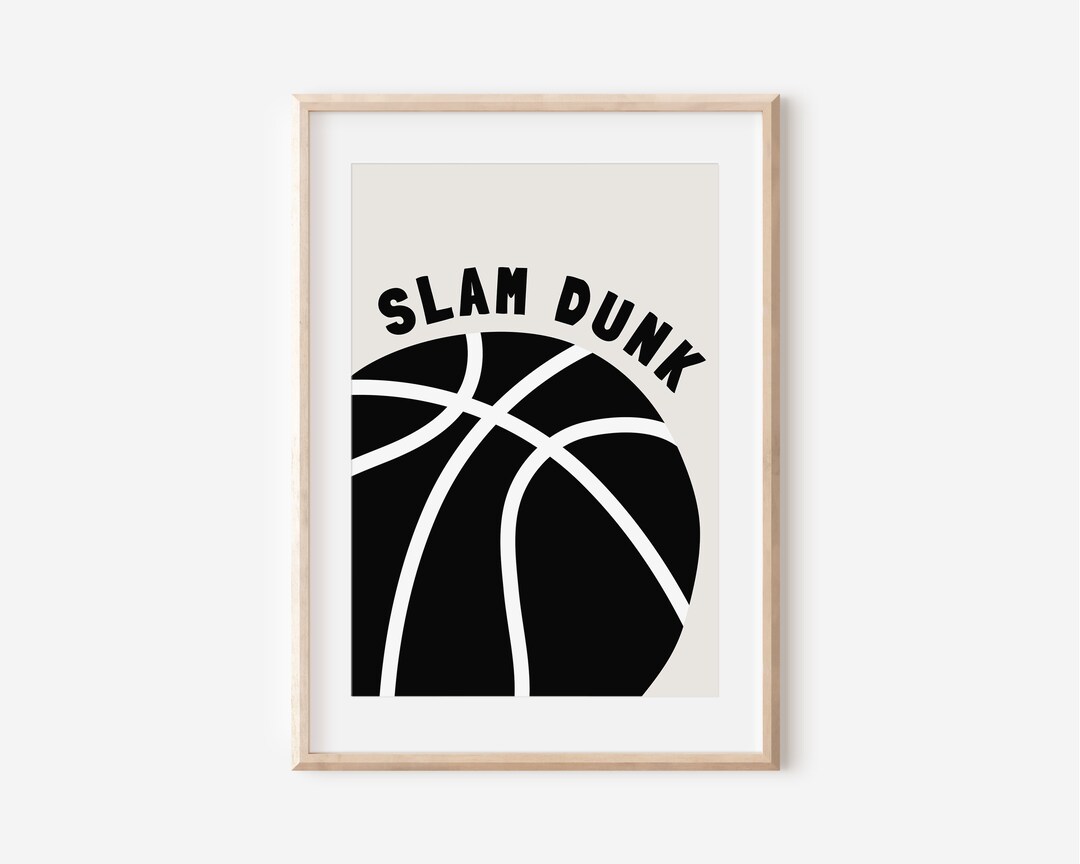Modern Slam Dunk Basketball Downloadable Print, Monochrome Sports Boy ...