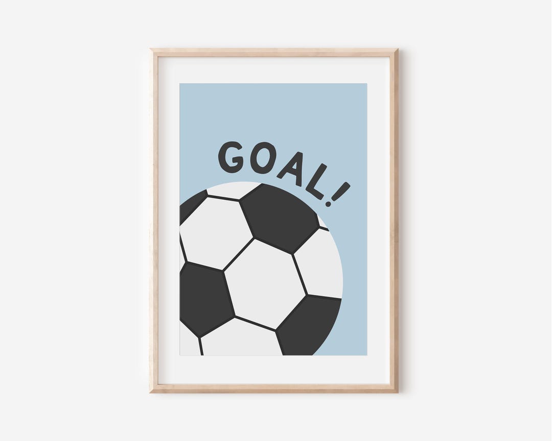 Light Blue Soccer Goal Downloadable Prints, Colorful Sports Boy Nursery ...