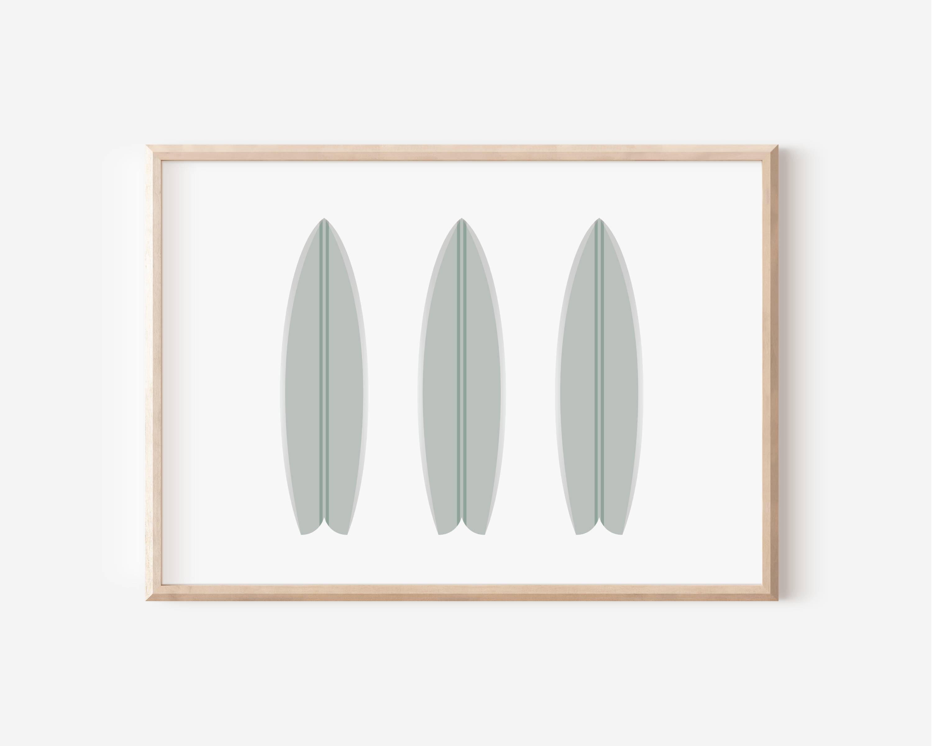 Palm Tree Checker Shaka Surfboard Gallery Wall Set of 3 Downloadable ...