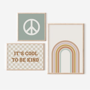 It's Cool to Be Kind Gallery Wall Set of 3 Downloadable Prints, Neutral ...