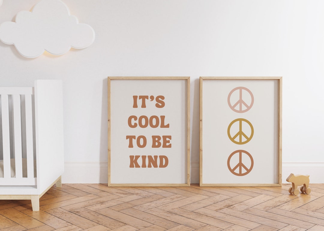 It's Cool to Be Kind Peace Sign Gallery Set of 2 Downloadable Prints ...