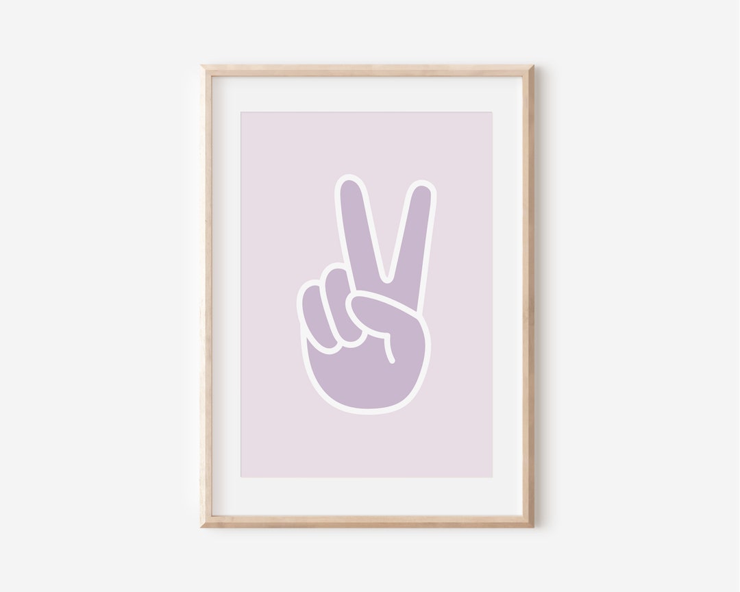 Purple Peace Sign Downloadable Print, Peace Hand, Kids Room Wall Art ...