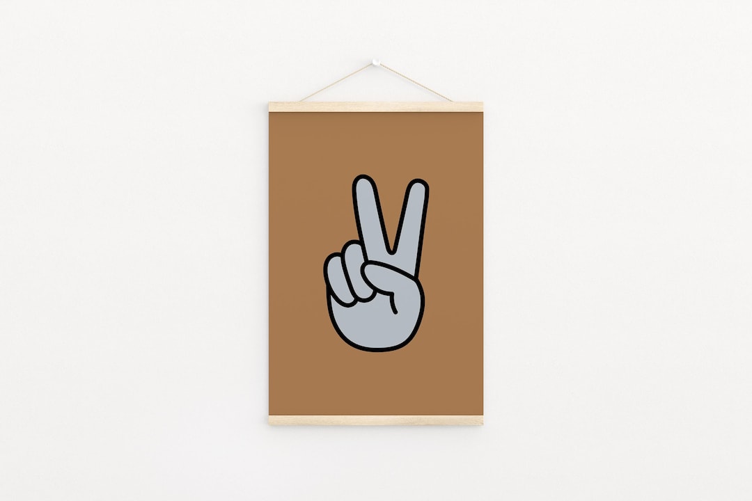 Light Blue Peace Sign Downloadable Print, Peace Hand, Kids Room Wall ...