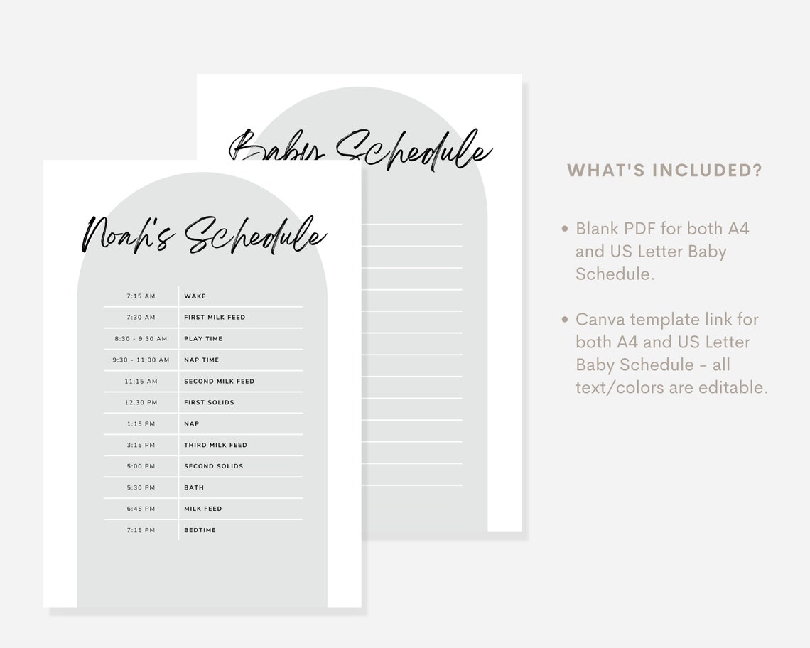 Editable Baby & Toddler Schedule Template, Canva Template, Printable ...