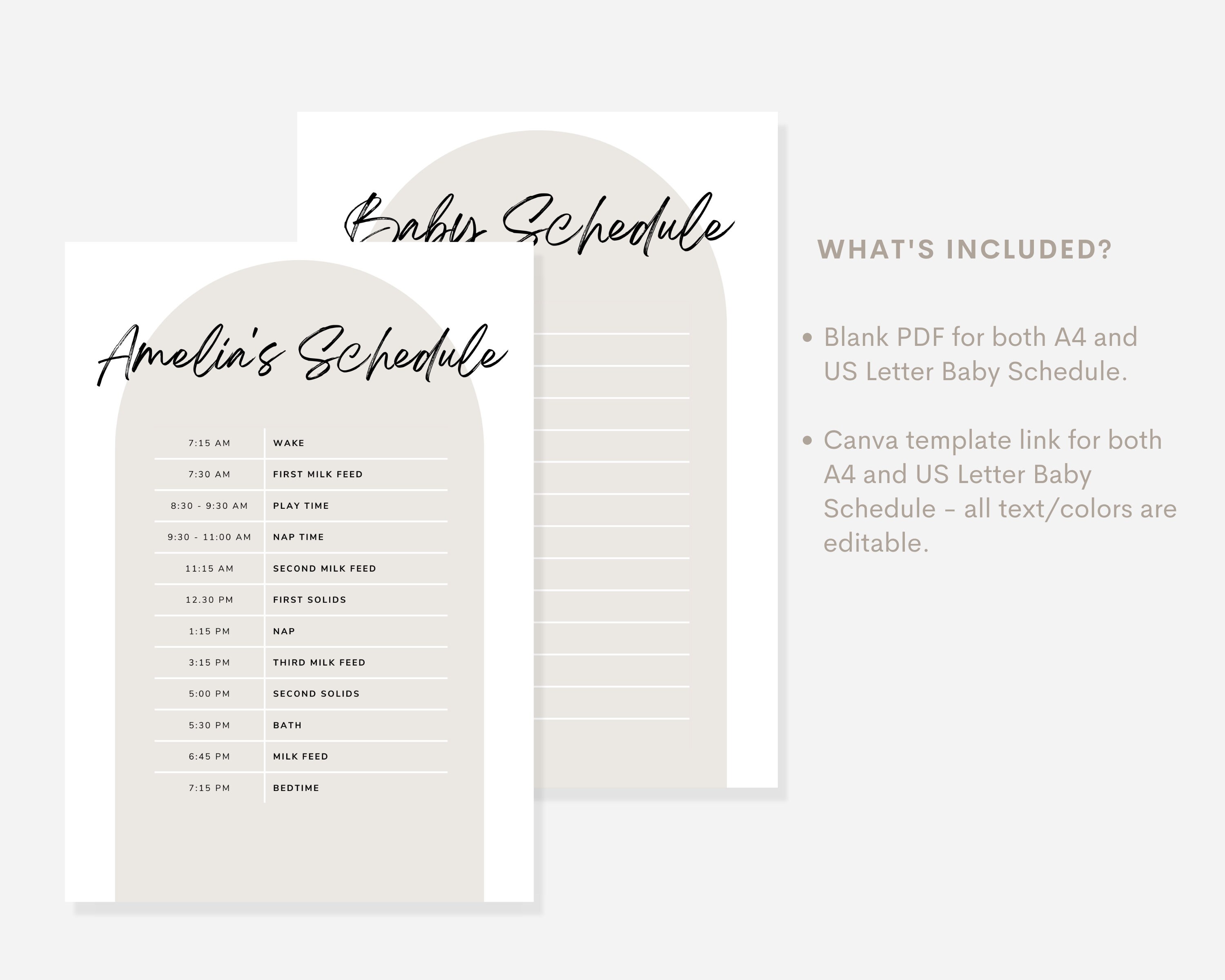 Editable Baby & Toddler Schedule Template Canva Template - Etsy