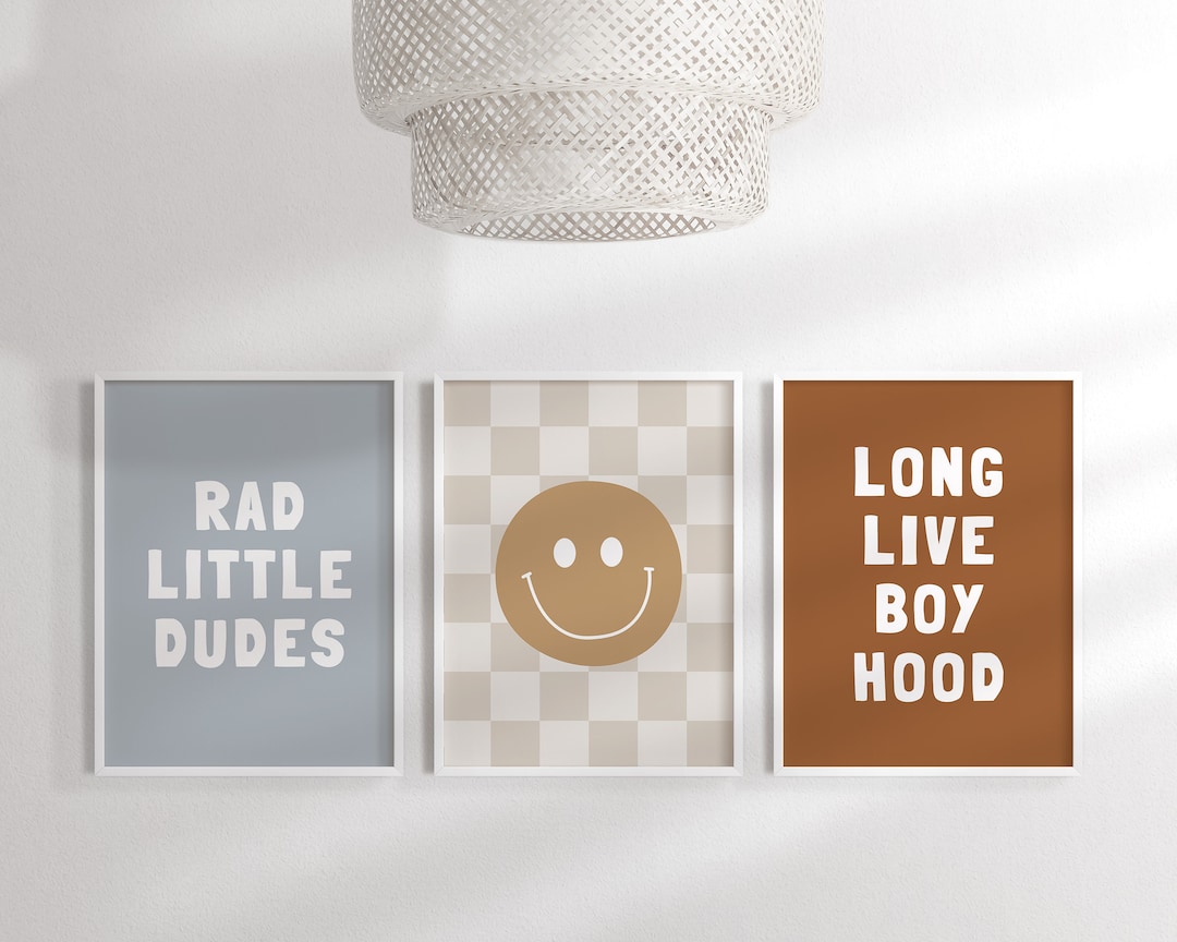 Rad Little Dudes Smiley Boyhood Brothers Wall Set of 3 - Etsy