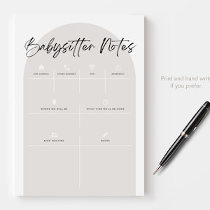 Editable Baby & Toddler Schedule + Babysitter Notes Template, Canva ...