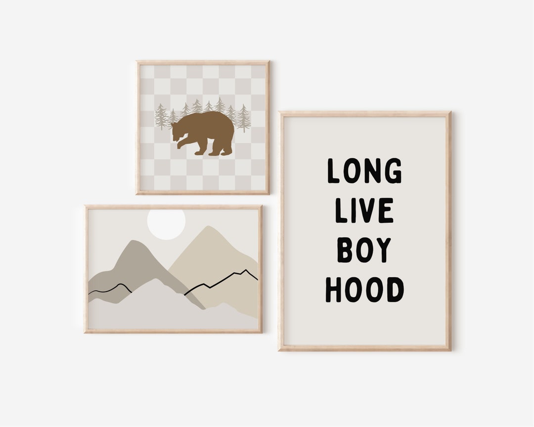 Long Live Boyhood Bear Gallery Wall Set of 3 Downloadable Prints, Boy ...