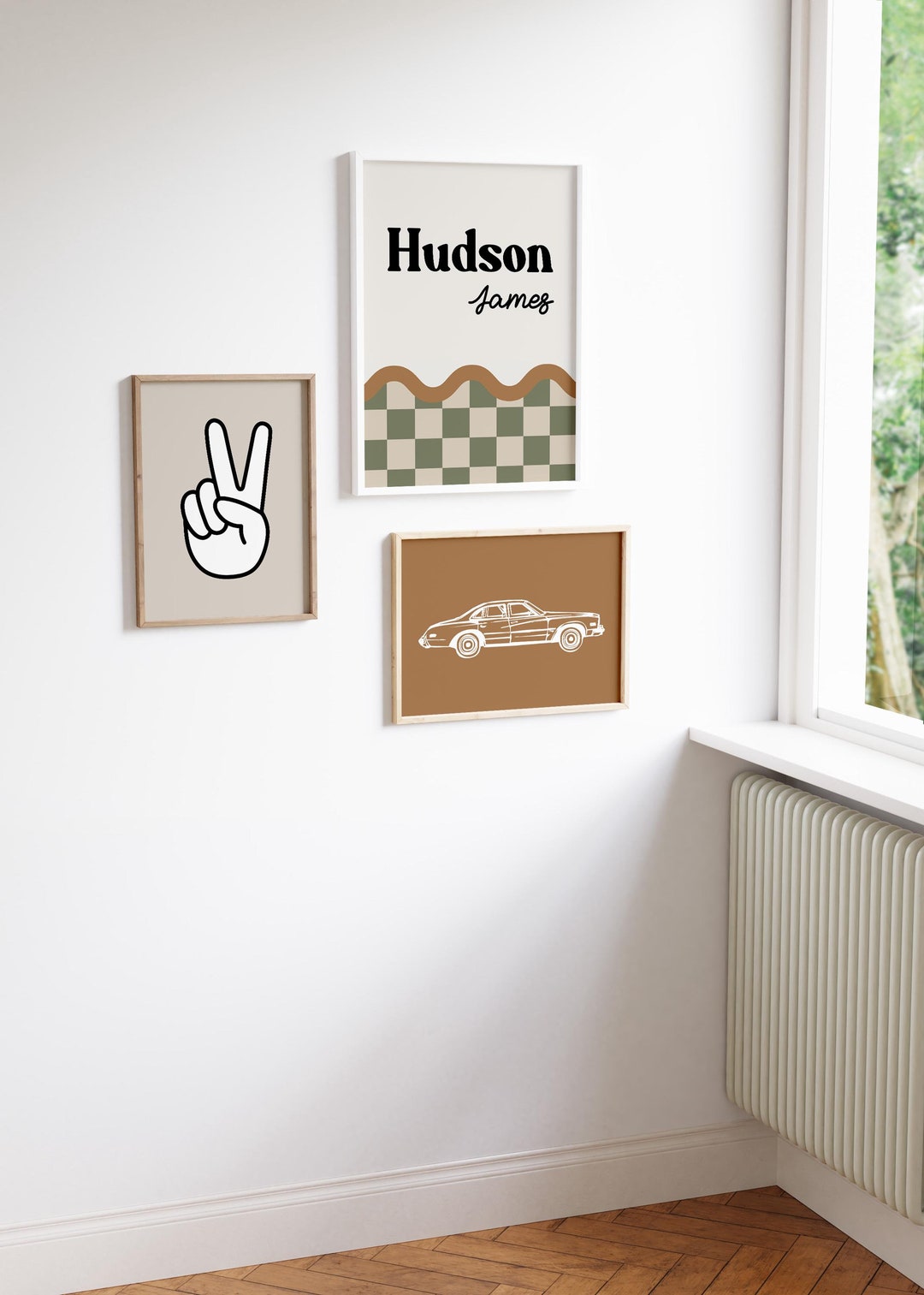 Personalized Name Car Peace Sign Rust Gallery Wall Set of 3 ...