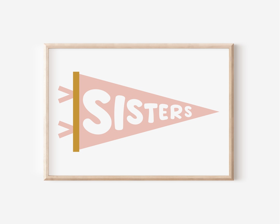 Sisters Flag Downloadable Print, Brother Nursery Decor, Kids Room, Pink ...