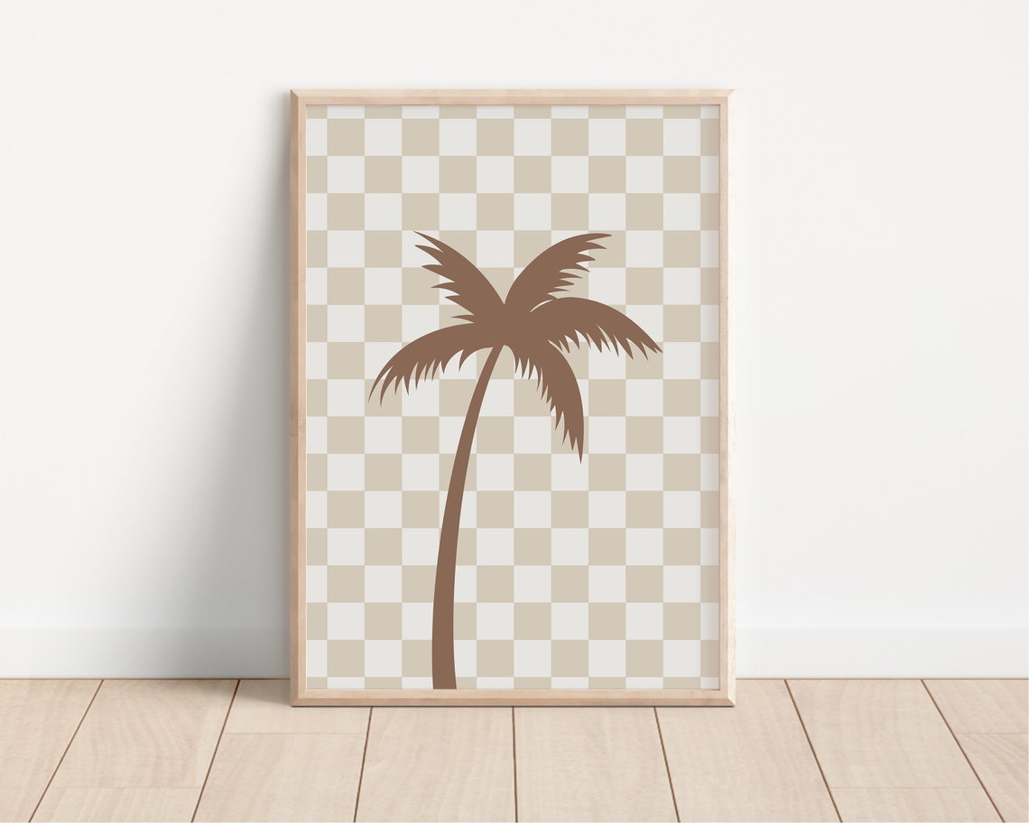 Palm Tree Checker Shaka Surfboard Gallery Wall Set of 3 Downloadable ...