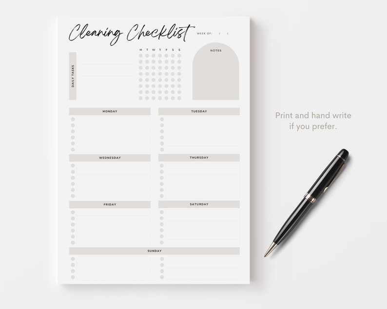 Editable Cleaning Checklist Template Canva Template Weekly - Etsy New ...