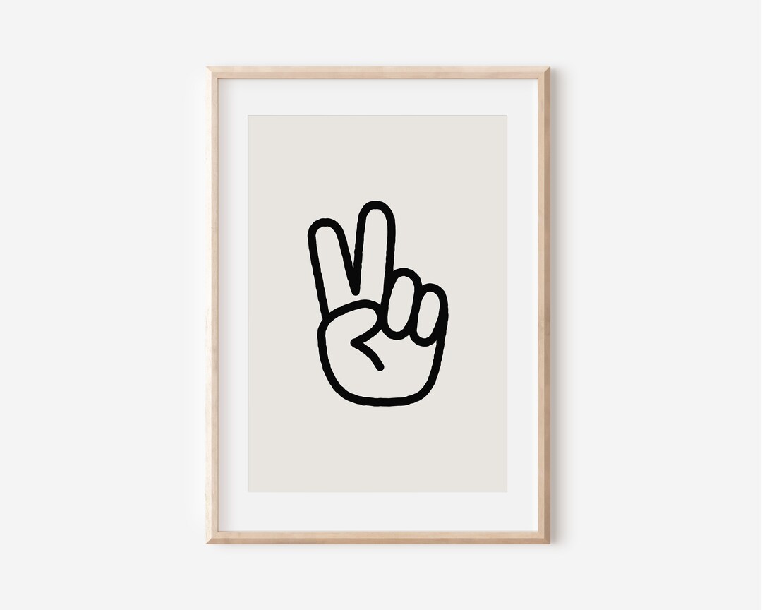 Peace Sign Digital Print, Neutral Wall Art, Neutral Nursery Art, Cute ...