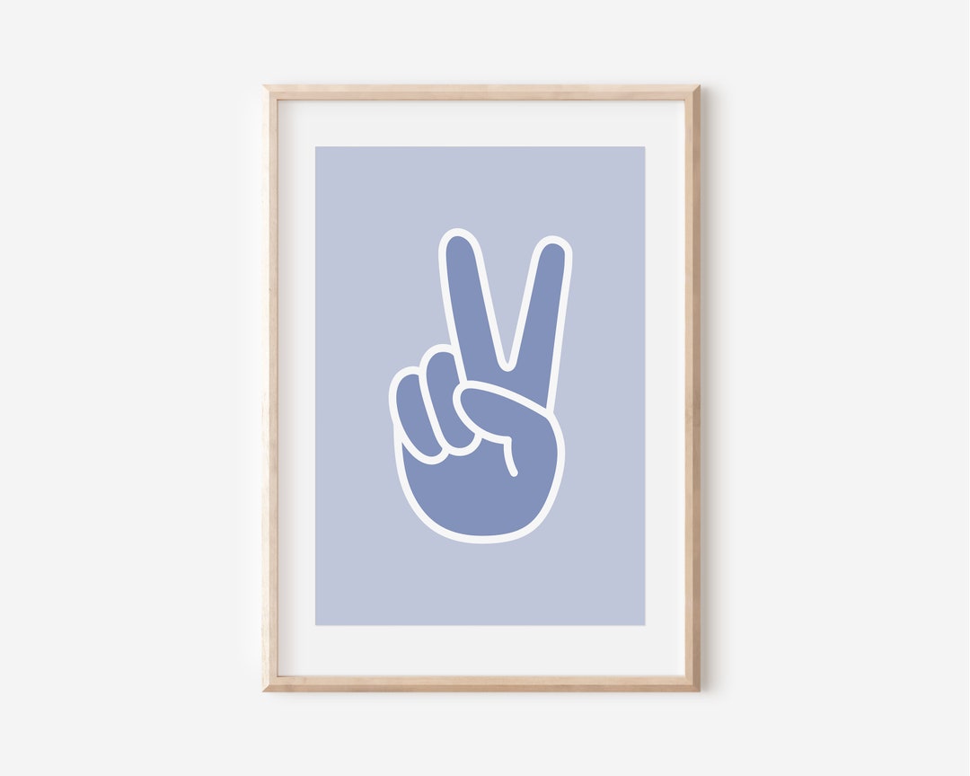 Blue Peace Sign Downloadable Print, Peace Hand, Kids Room Wall Art ...