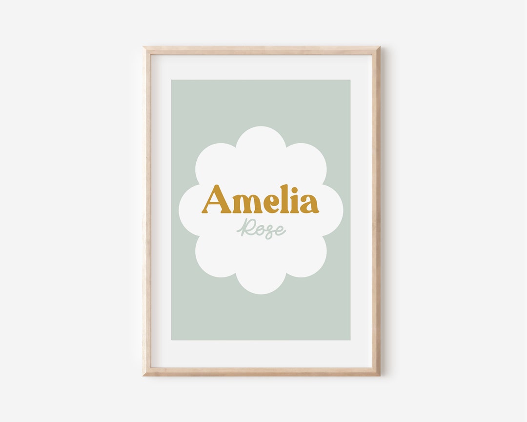 Personalized Daisy Name Digital Print, Nursery Name Sign, Retro Daisy ...
