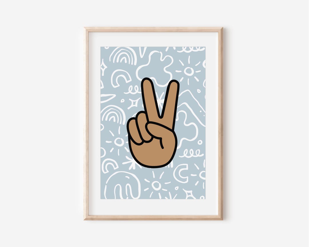 Blue Scribble Peace Sign Downloadable Print, Kids Toddler Room Wall Art ...