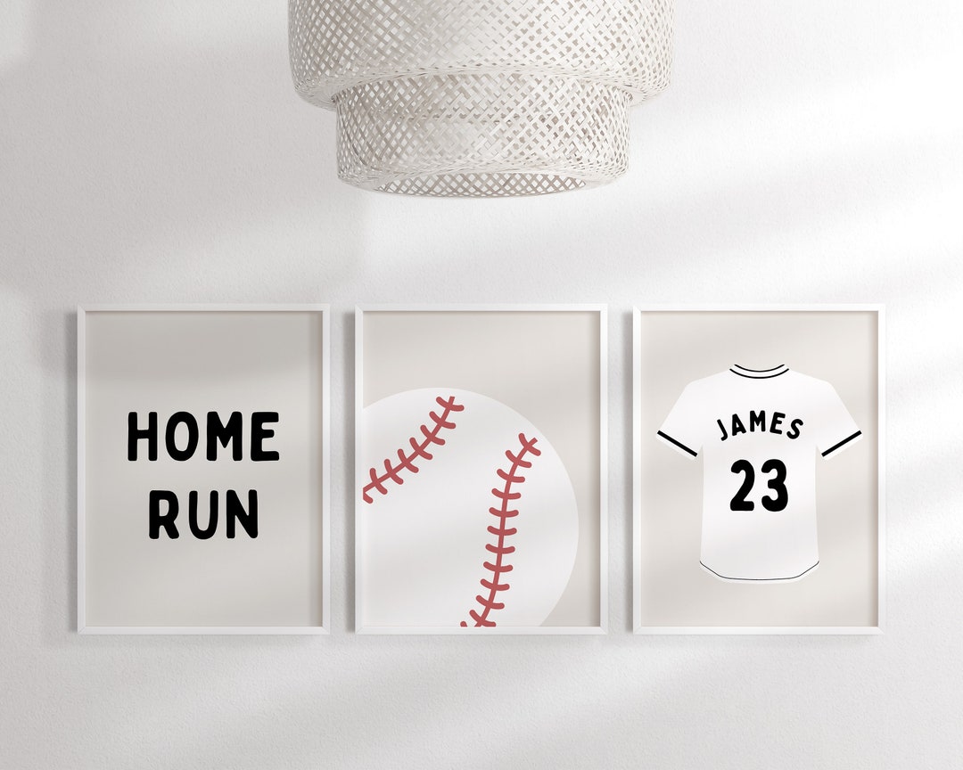 Home Run Personalized Baseball Gallery Wall Set of 3 Downloadable ...