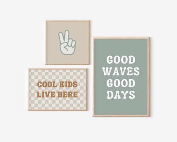 Good Waves Good Days Gallery Wall Set of 3 Downloadable - Etsy