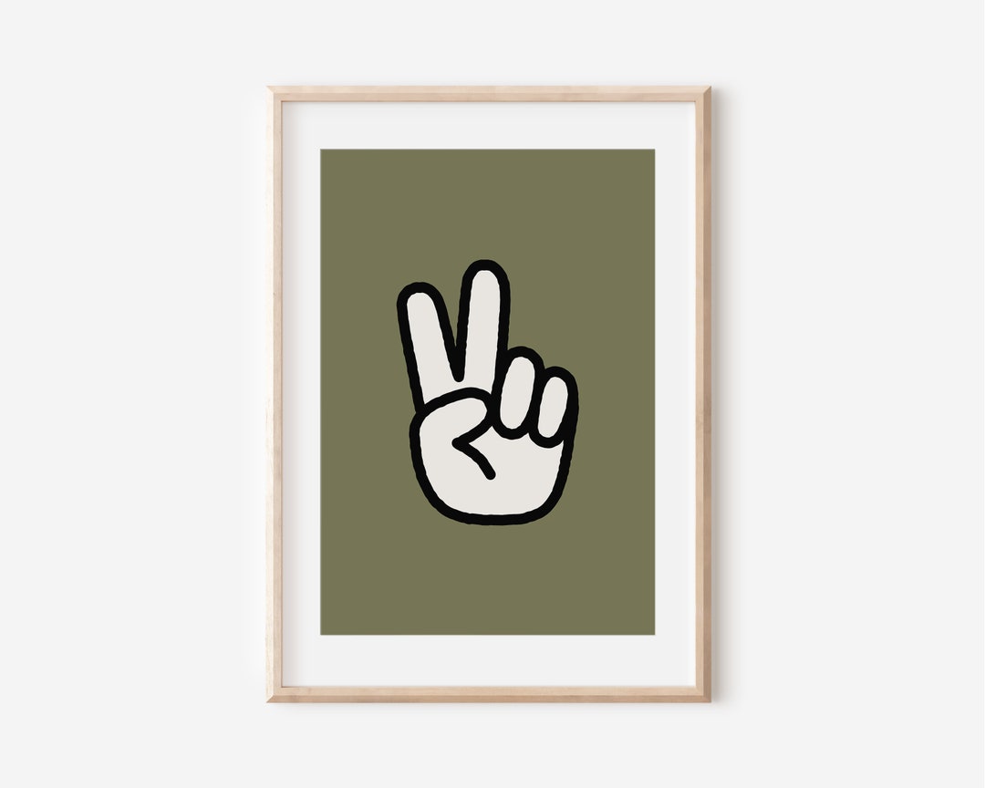 Peace Sign Digital Print, Neutral Wall Art, Neutral Nursery Art, Cute ...