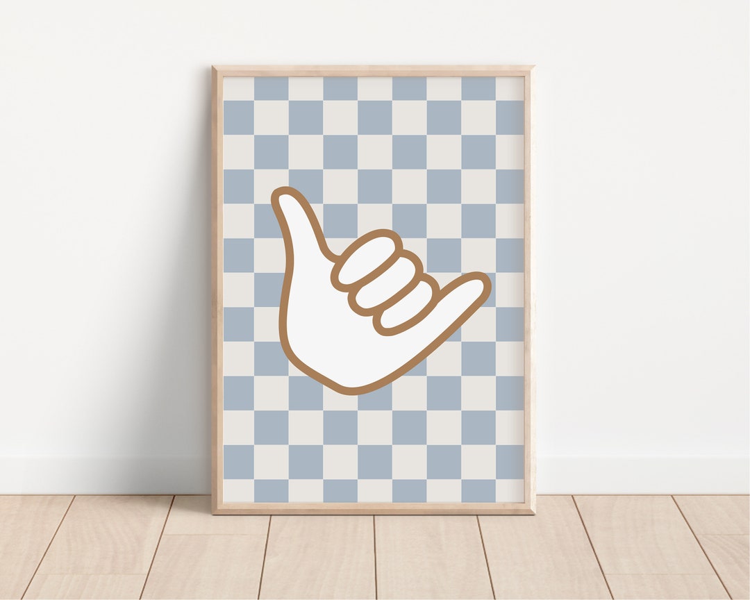 Blue Checker Shaka Downloadable Print, Surf Nursery Decor, Beach Kids ...