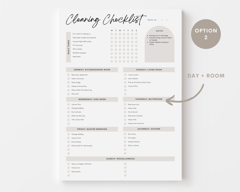 Editable Cleaning Checklist Template Canva Template Weekly - Etsy