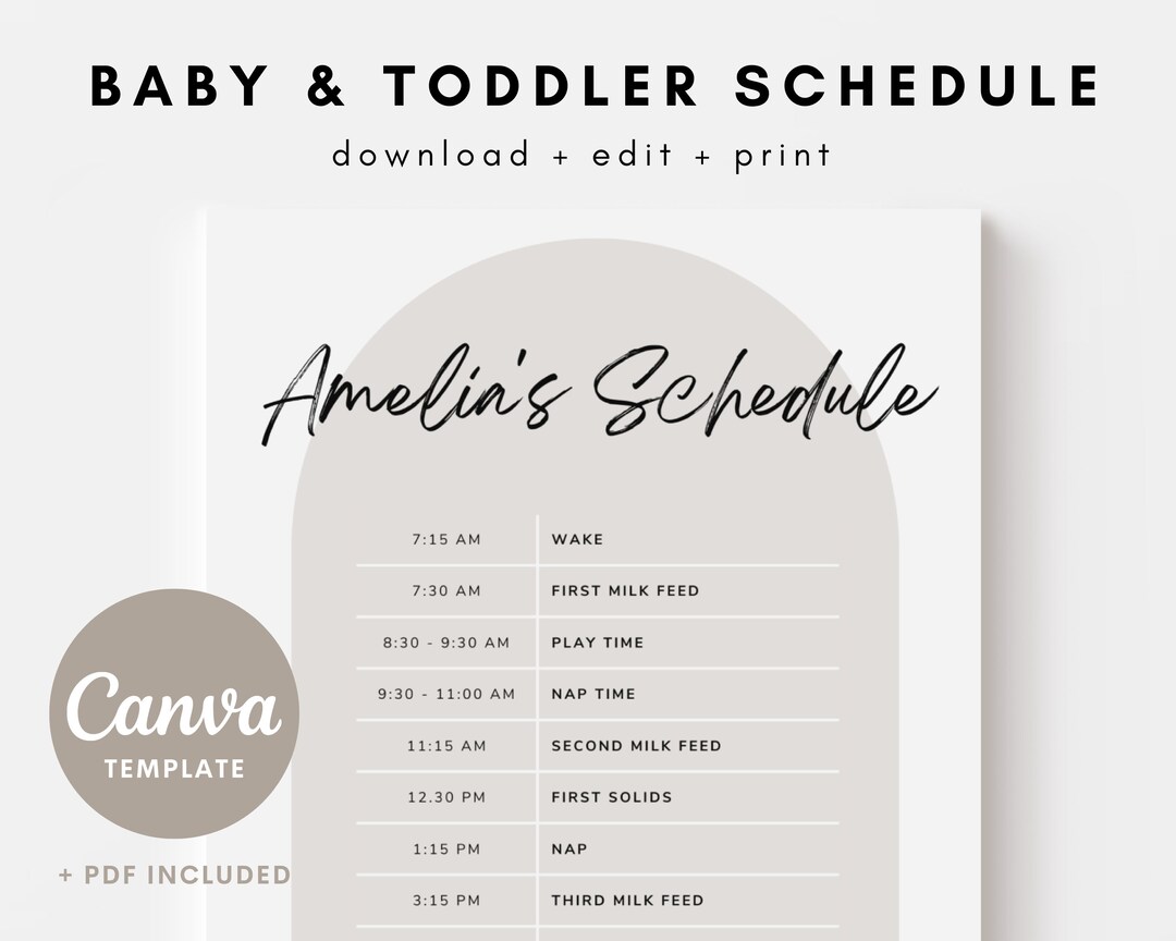 Editable Baby & Toddler Schedule Template Canva Template - Etsy
