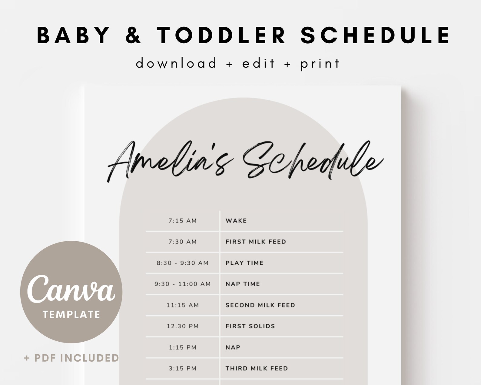 Editable Baby & Toddler Schedule Template Canva Template - Etsy