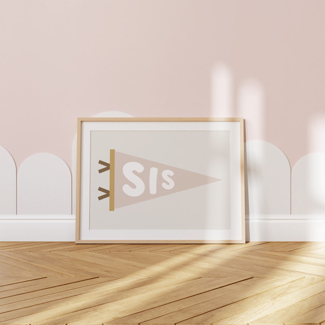 Sis Flag Downloadable Print, Brother Nursery Decor, Kids Room, Blush ...
