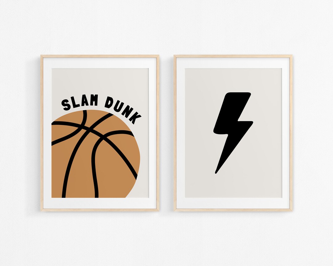 Slam Dunk Basketball Lightning Gallery Wall Set of 2 Downloadable ...