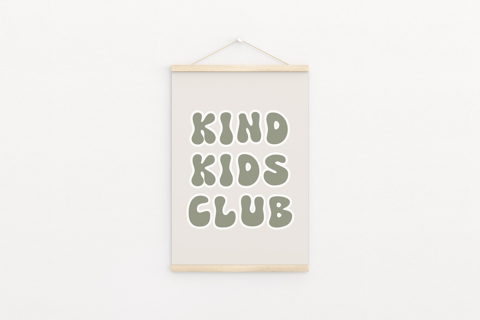 Sage Green Kind Kids Club Downloadable Print, Modern Nursery Decor ...