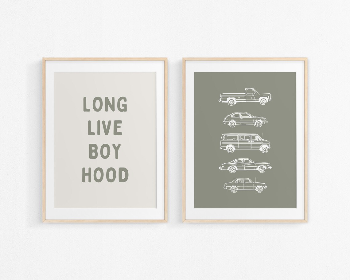 Long Live Boyhood Cars Gallery Wall Set of 2 Downloadable Prints, Boy ...