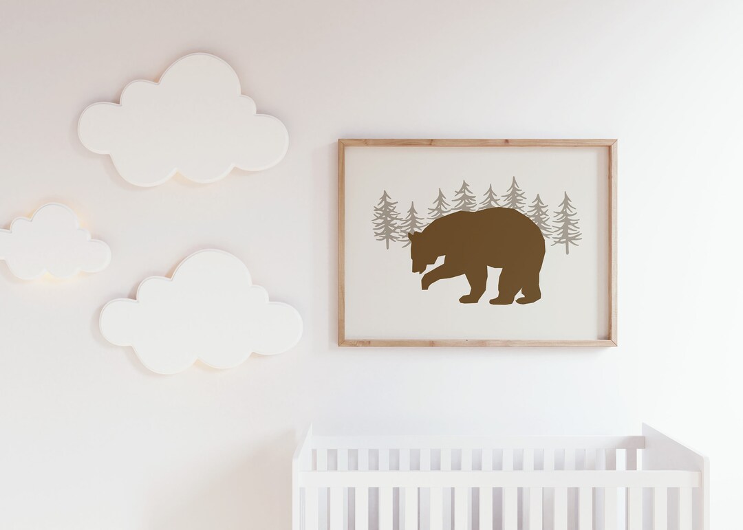 Neutral Bear Mountain Downloadable Print, Boy Nursery Decor, Kids Room ...