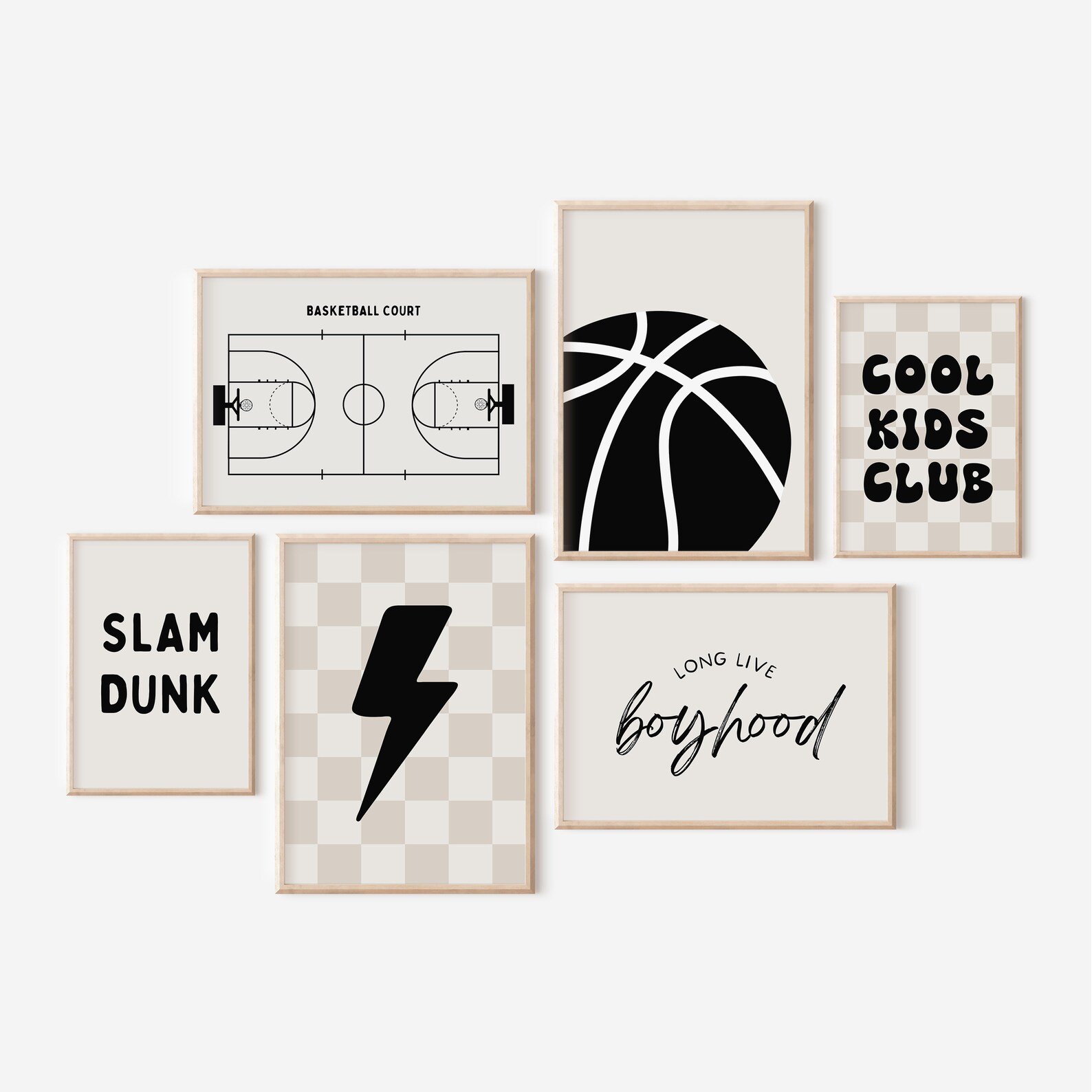 Neutral Basketball Boys Gallery Wall Set of 6 Downloadable Prints ...