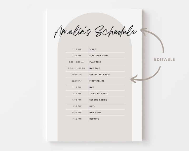 Editable Baby & Toddler Schedule Template Canva Template - Etsy