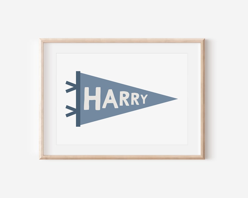 Personalized Name Flag Digital Print, Nursery Name Sign, Retro Vintage ...