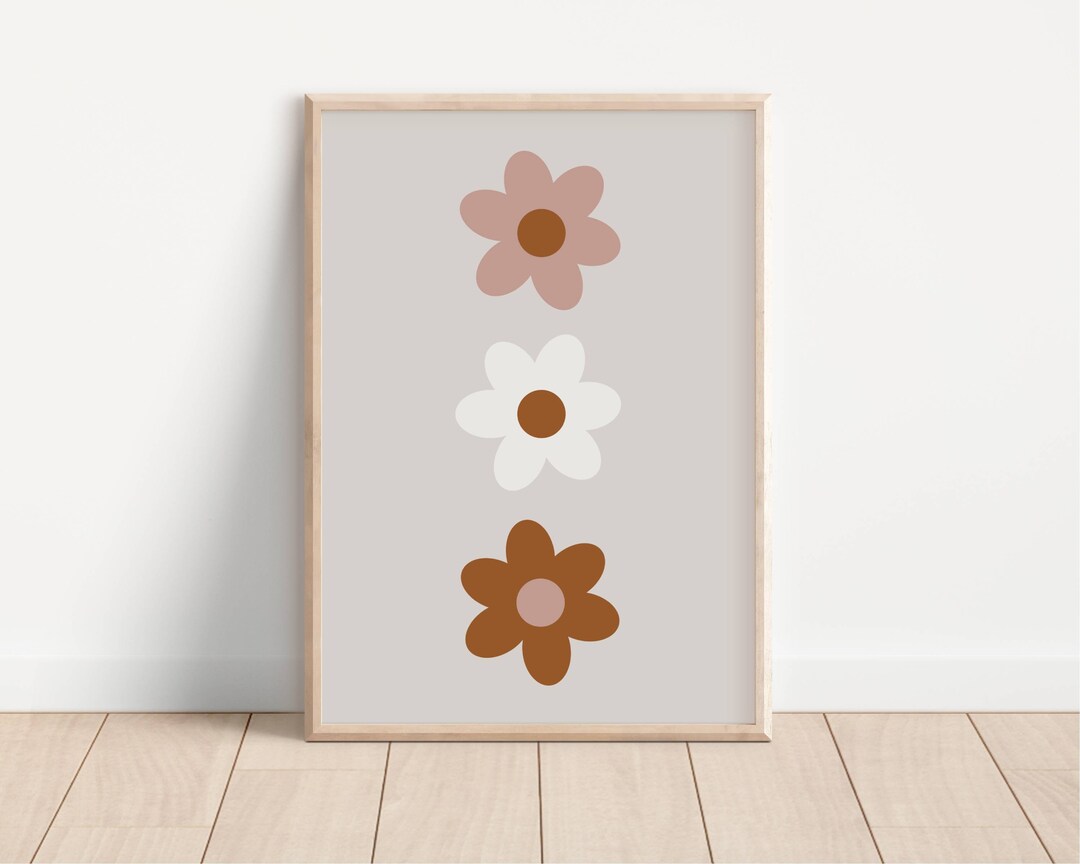 Retro Daisy Digital Print, Daisy Nursery Decor, Neutral Nursery, Hippie ...