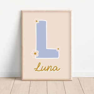 Personalized Daisy Name Digital Print, Nursery Name Sign, Retro Daisy ...