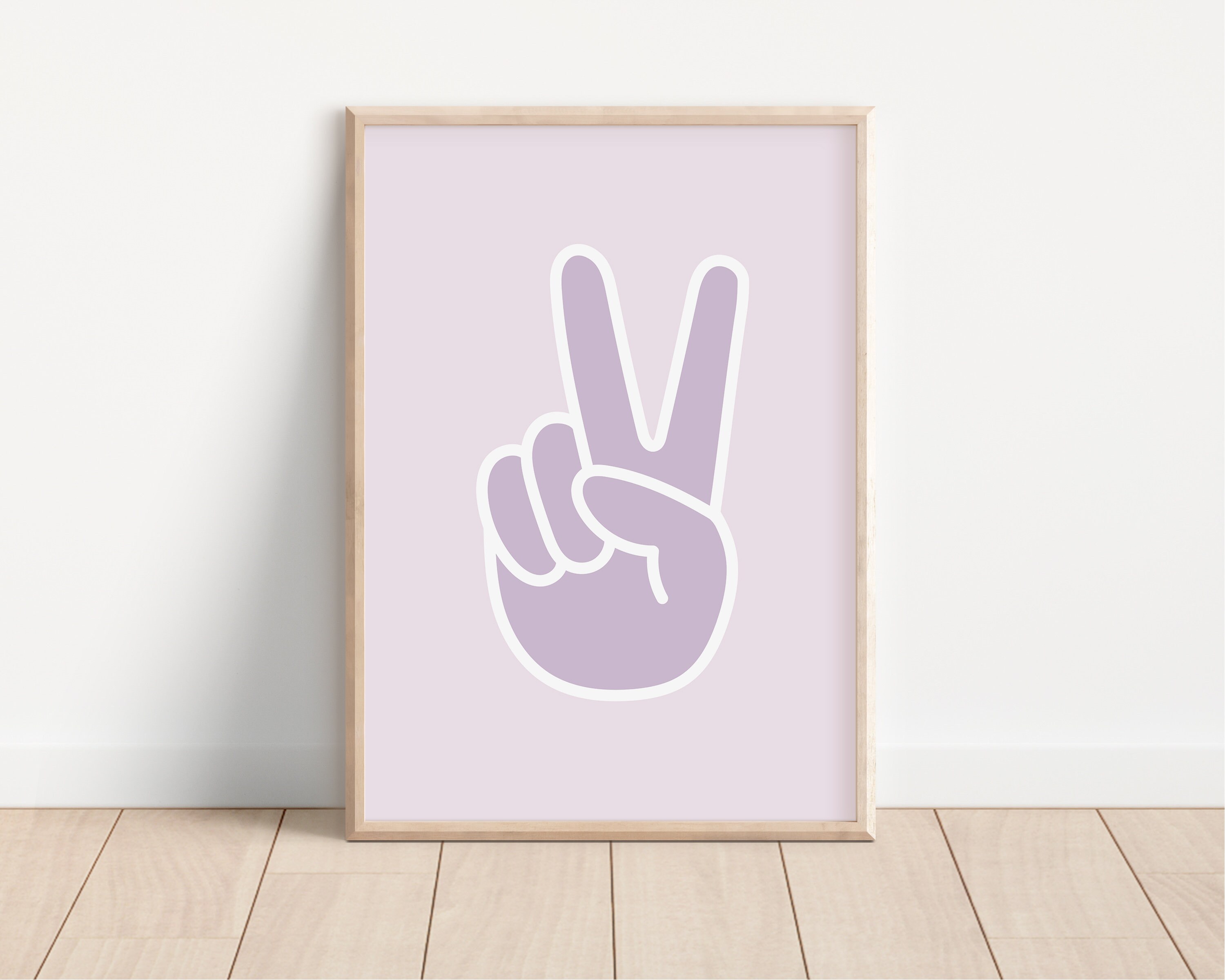 Purple Peace Sign Downloadable Print, Peace Hand, Kids Room Wall Art ...