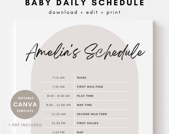 Editable Baby & Toddler Schedule Template, Canva Template, Printable ...