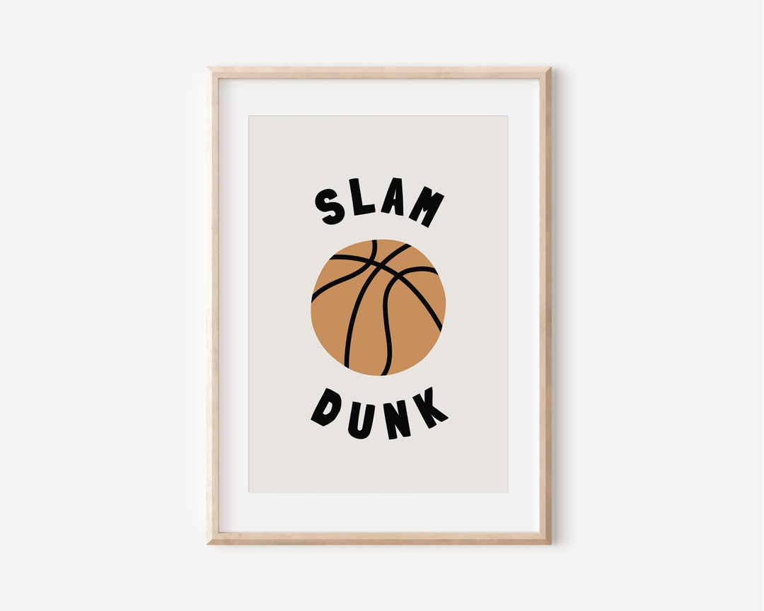 Basketball Slam Dunk Downloadable Prints, Monochrome Modern Sports Boy ...
